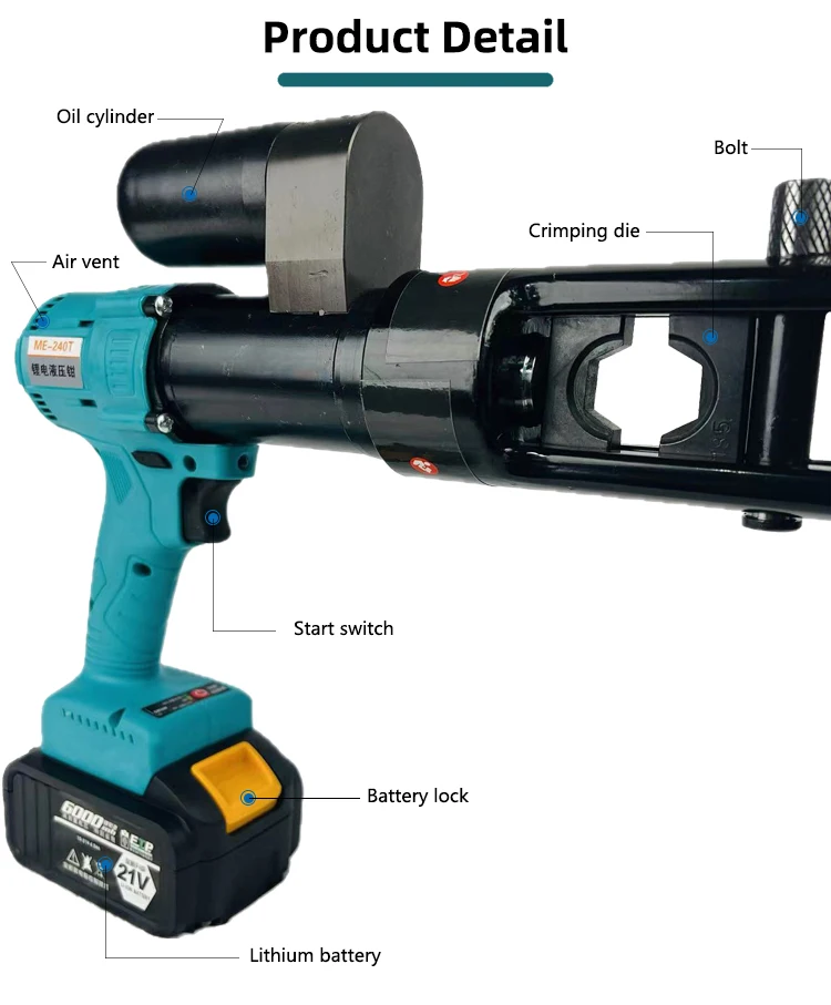 ME-240T Electric Press Tool for Cable Lugs Hydraulic Pliers Battery ...