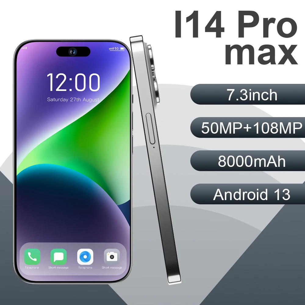 Great Version For I14 Pro Max 7.3inch 16gb+1tb Cellphone 5g Drop Screen ...
