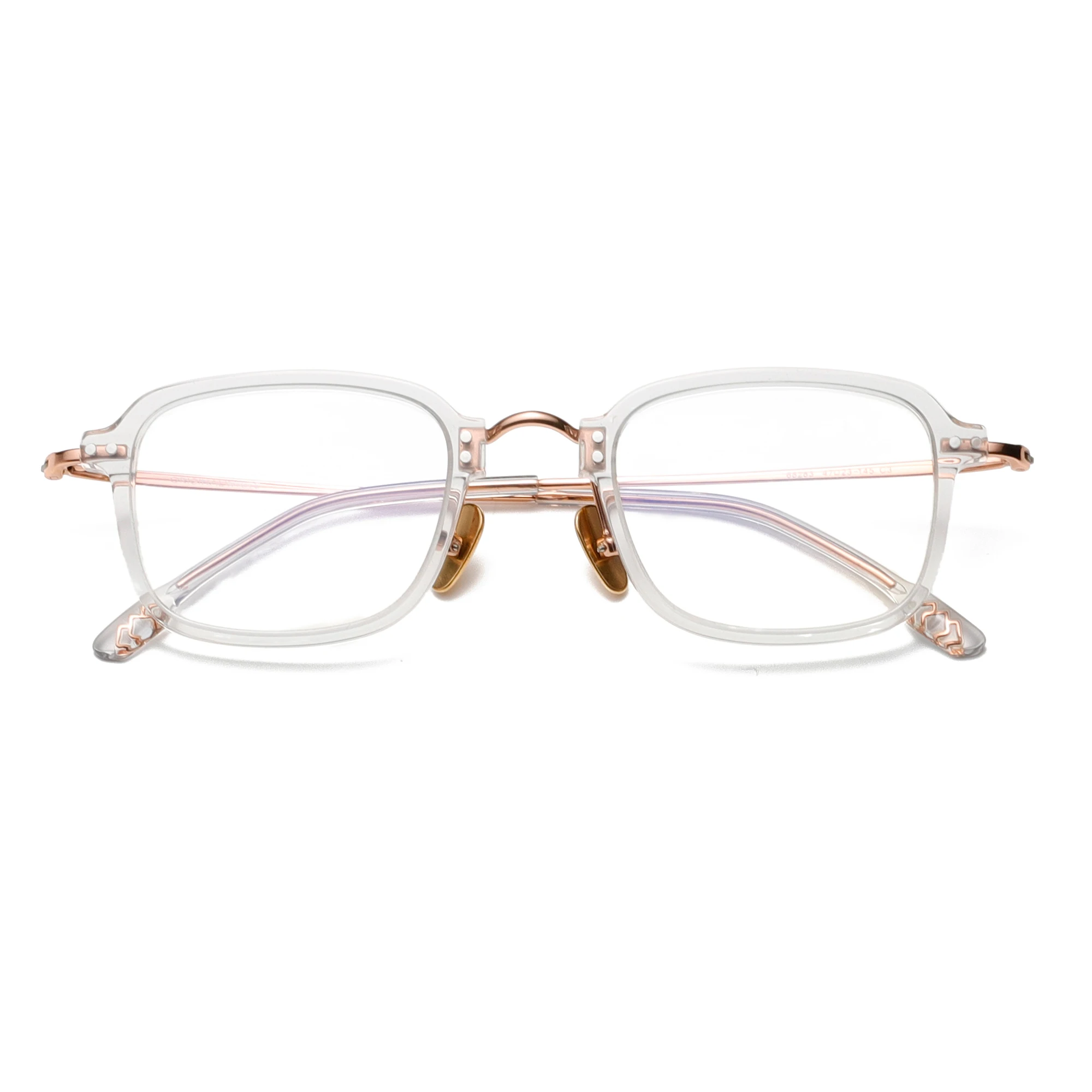 Square Gold Edge Ice Blue Ultra-light Titanium Glasses Frame ...