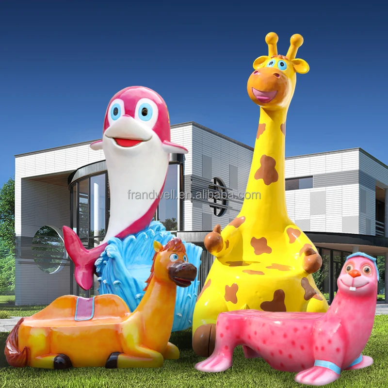 Public Kids Furniture Seats Sets - Fiberglass Animal Shapes
