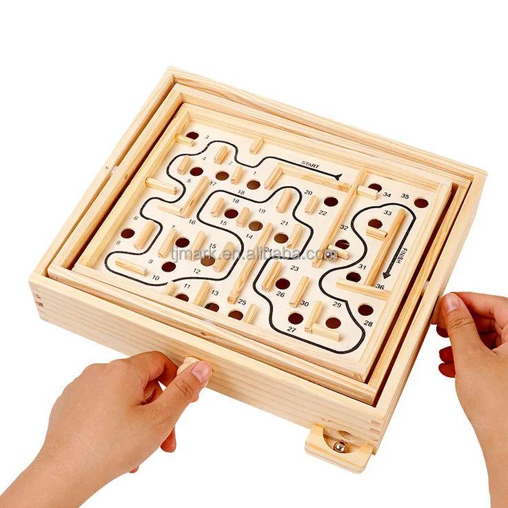 Indoor Wooden Tabletop Maze Game for Kids Fun Developing Kids ...