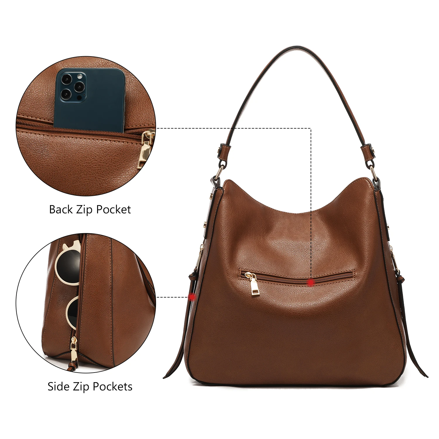 REALER Brand Vintage Leather Crossbody Handbags - 3 PCS Set