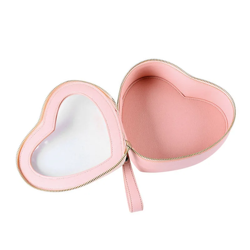 Custom Love Heart Shaped Cosmetic Pu Make Up Bags Valentine's Day Gift ...