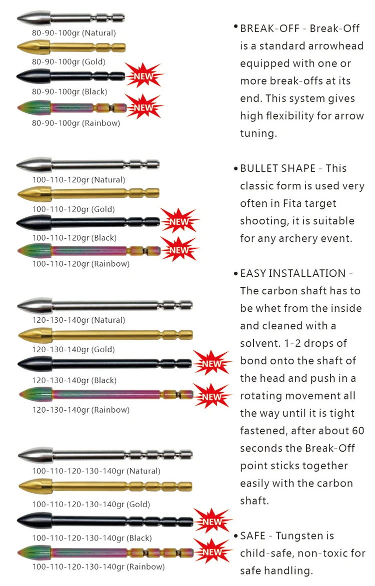 X10 Tungsten Arrow Points - Precision for Target Shooting