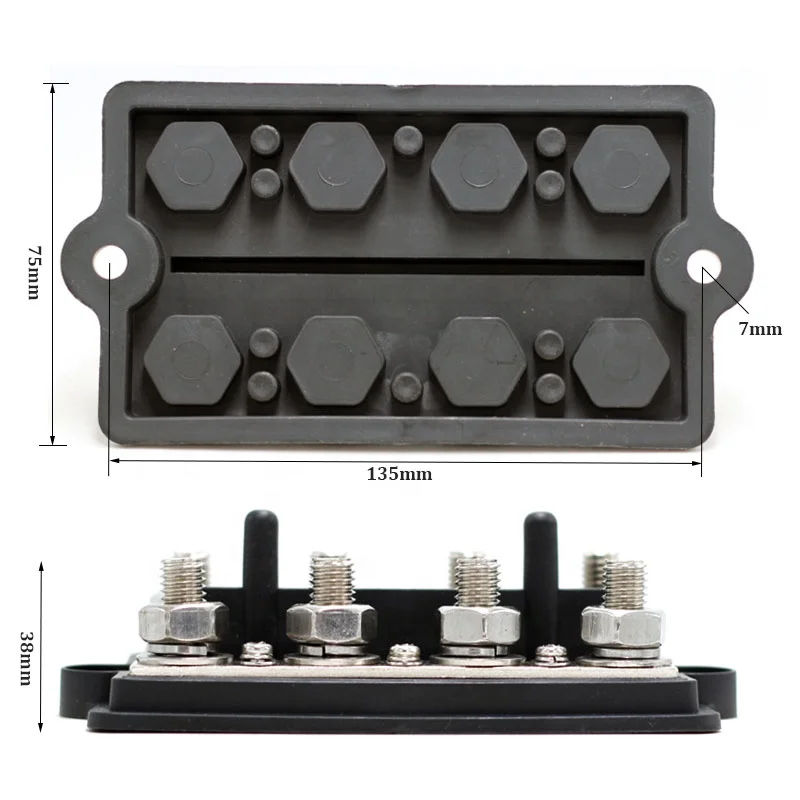 8 Stud Busbar 150a 48v Terminal Block & Busbar Connector Block Oem