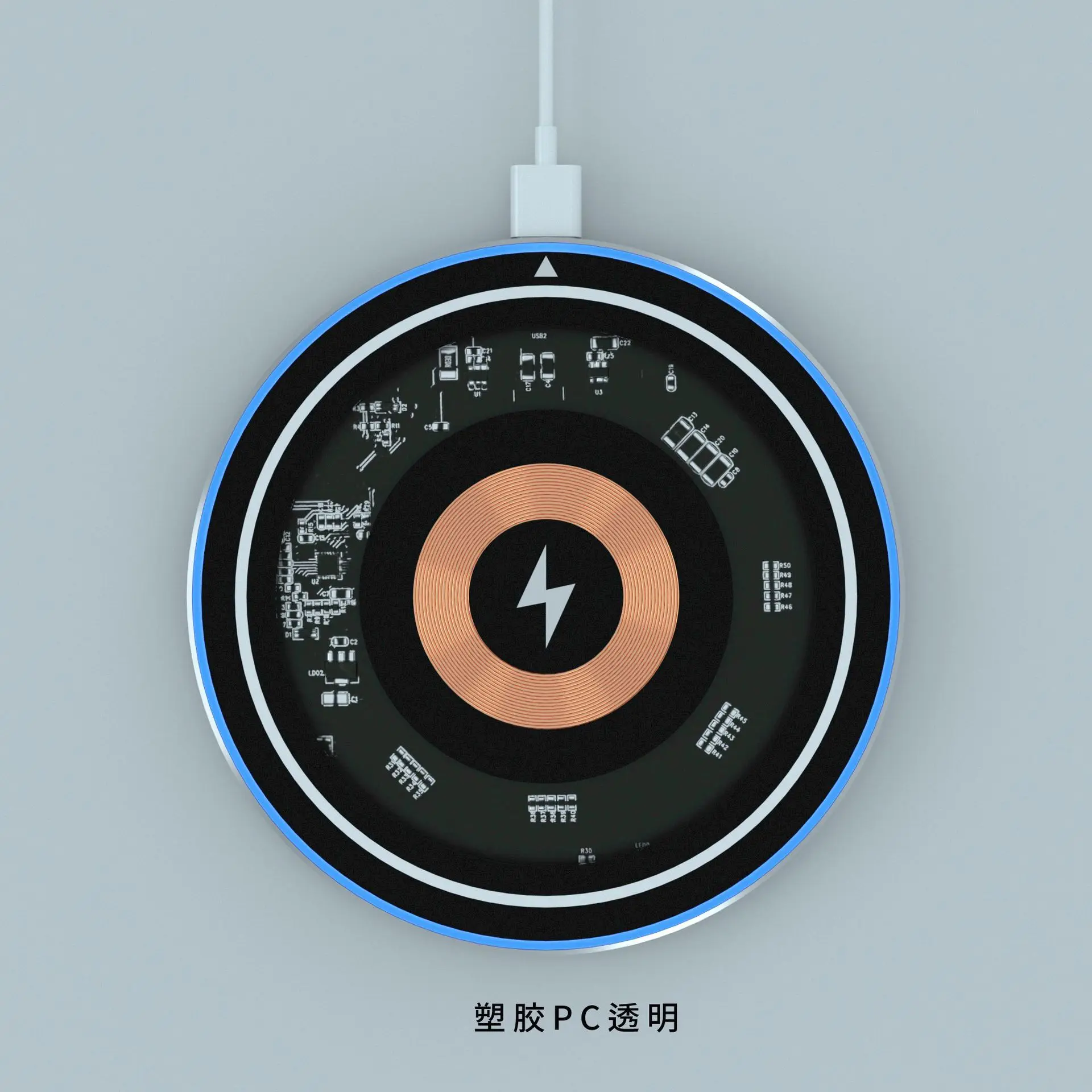 15w Fast Charging Disc Transparent Desktop Wireless Charger For Android ...