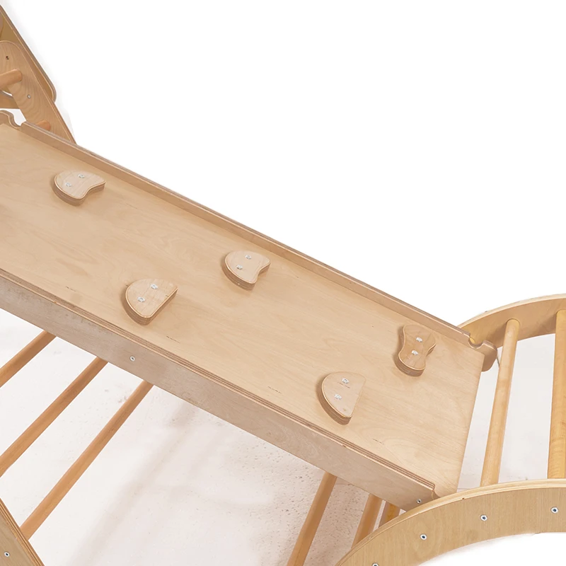 Kid Wooden Climbing Frame Toy With Ramp Children Pickler Triangle Gym ...