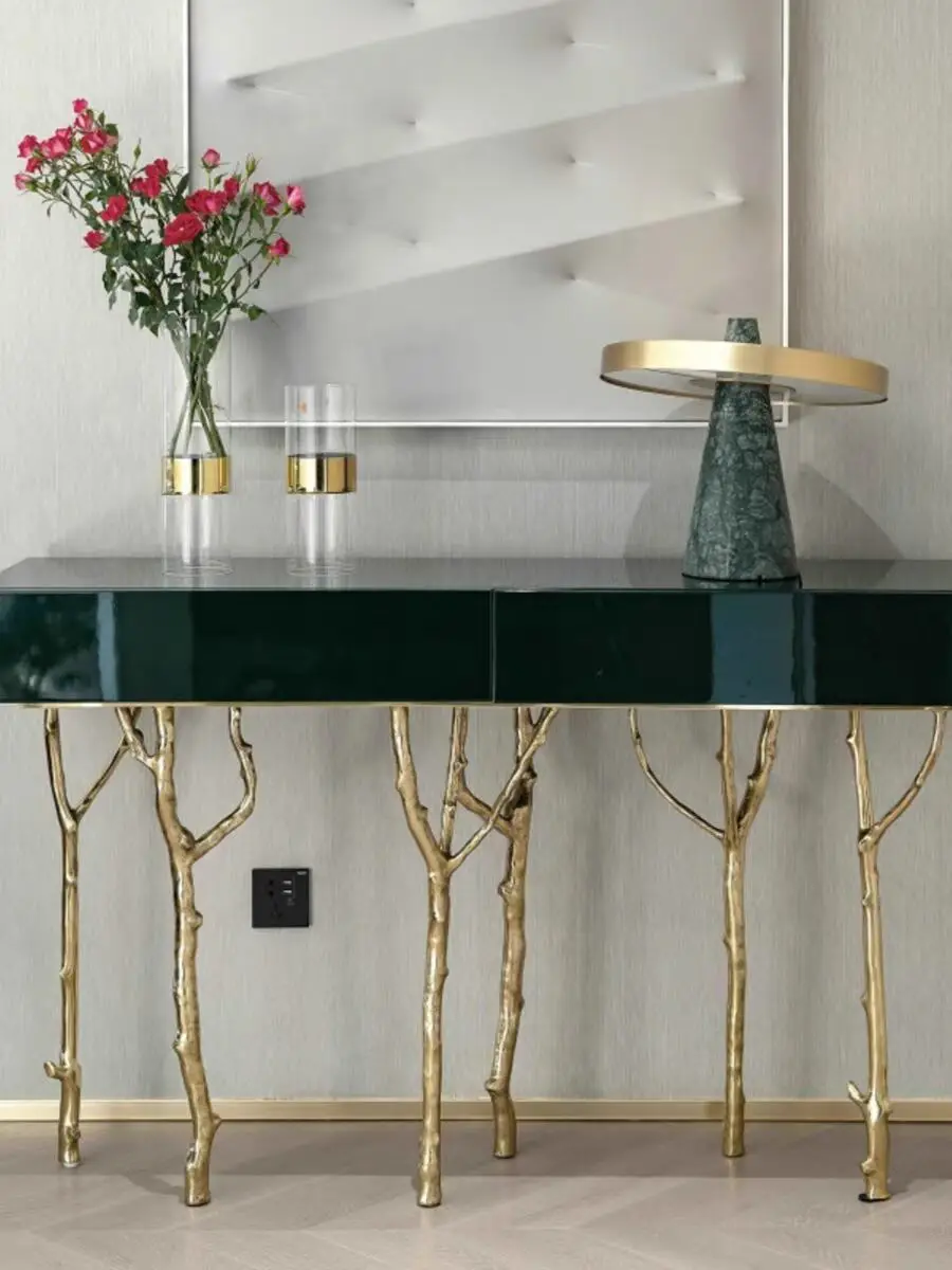 Italian Porch Terrace Villa Light Luxury Against The Wall Foyer Cabinet ...
