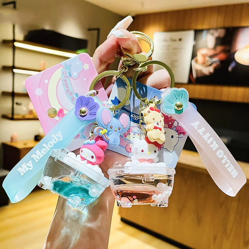 Sanrio Liquid Keychain Kawaii Cartoon Moving Liquid Oil Floating Doll ...