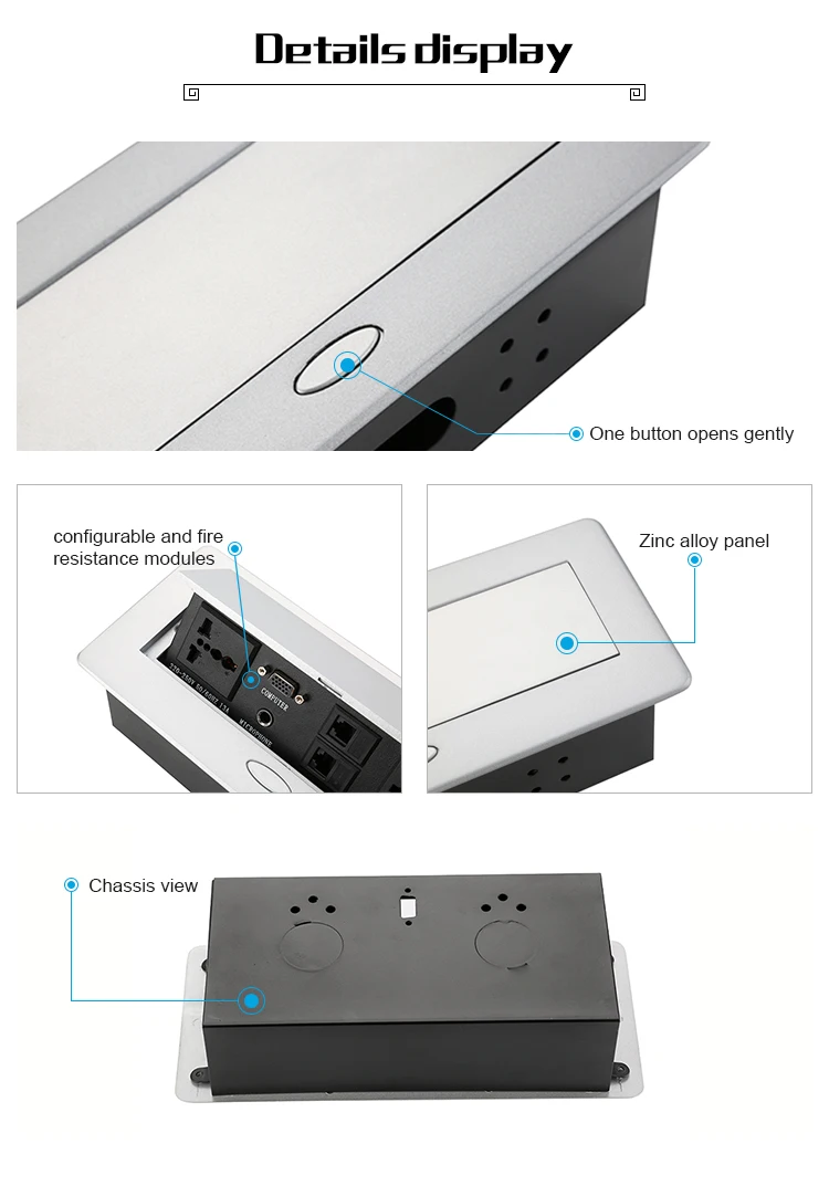 Extension Socket Built in Table Design with EU Plug