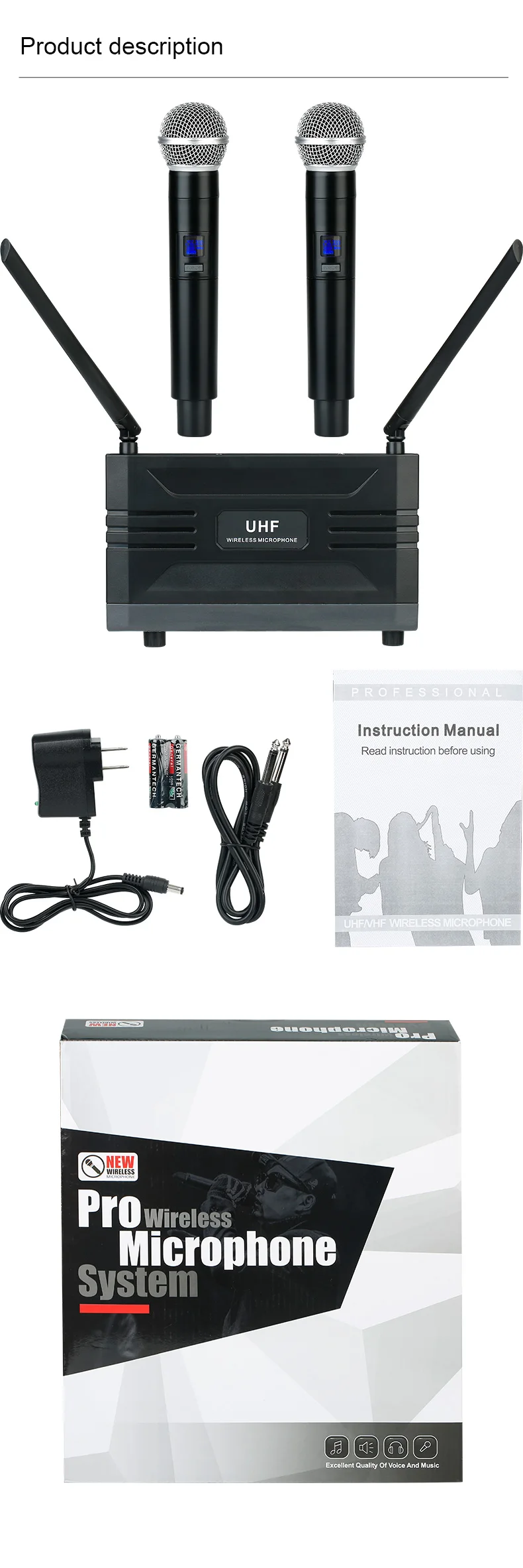 2023 Newest 250 Meters Work Range True Diversity Uhf Wireless ...