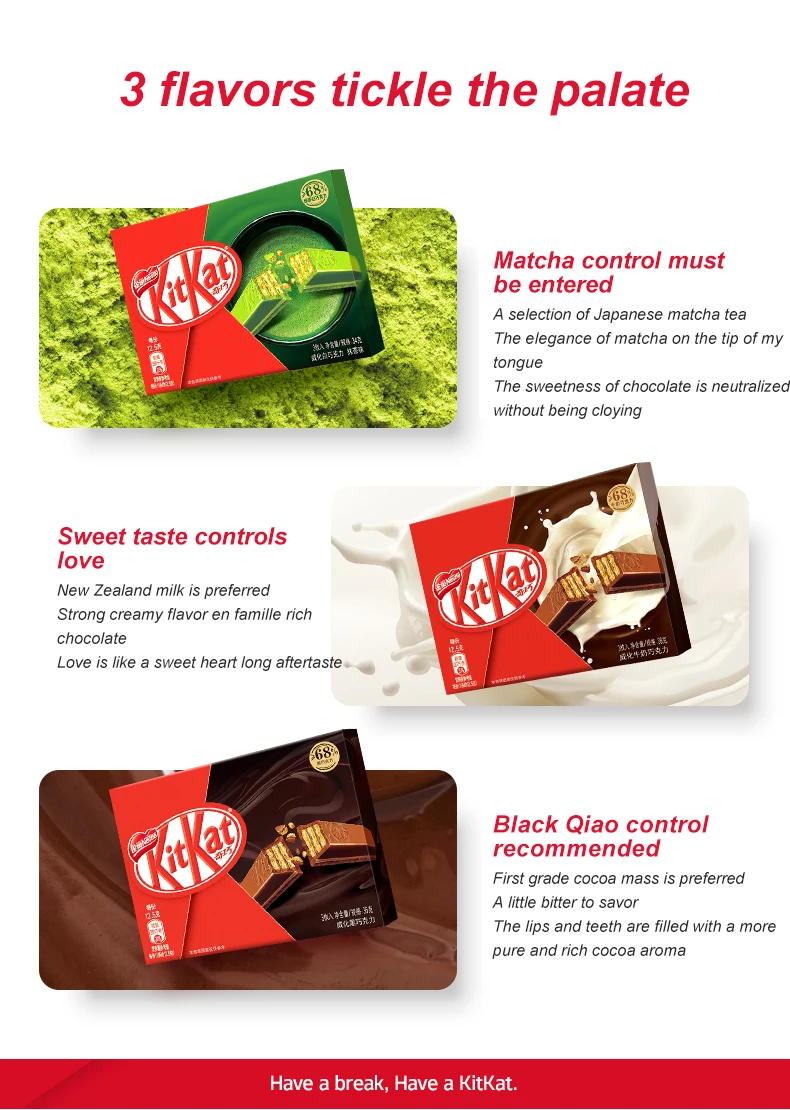 Wholesale Milk Chocolate Kit Kats with Matcha Flavored Wafers