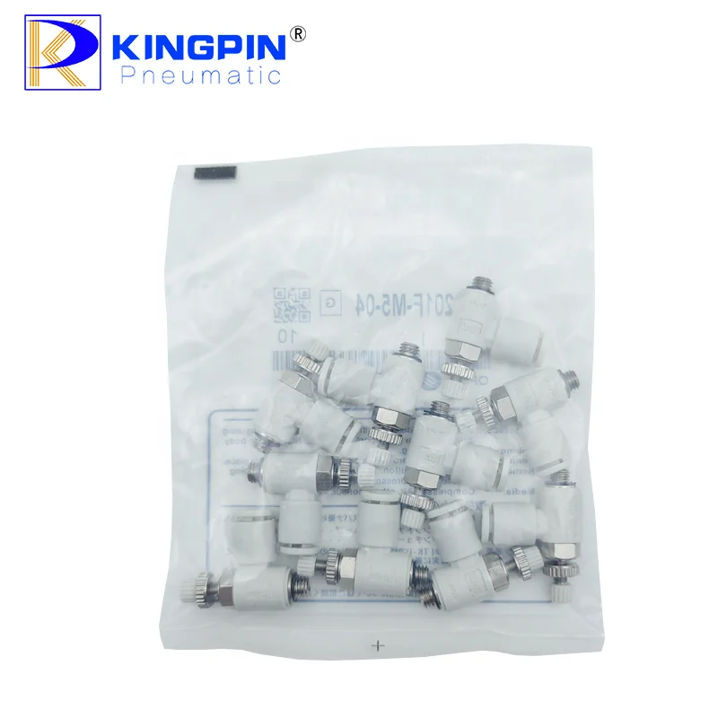 SMCs Pneumatic Cylinder Right Angle Speed Regulating Throttle Valve Connector AS1201F-M5-04 ...