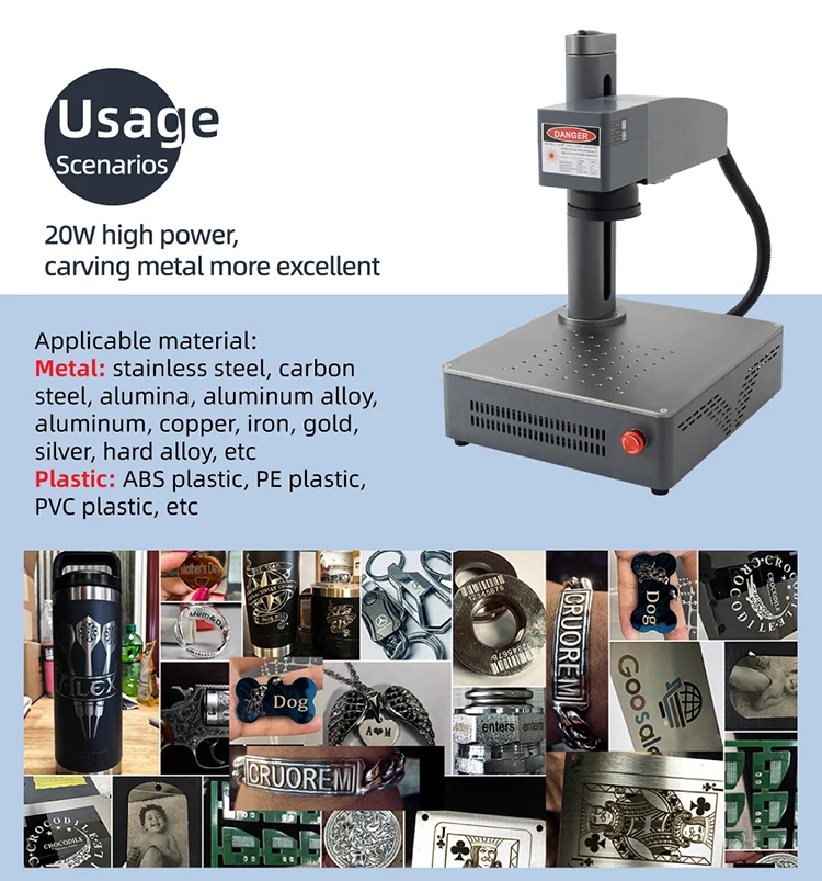 KL 20w Small Desktop Portable Fiber Laser Engraving Machine Metal Fiber ...