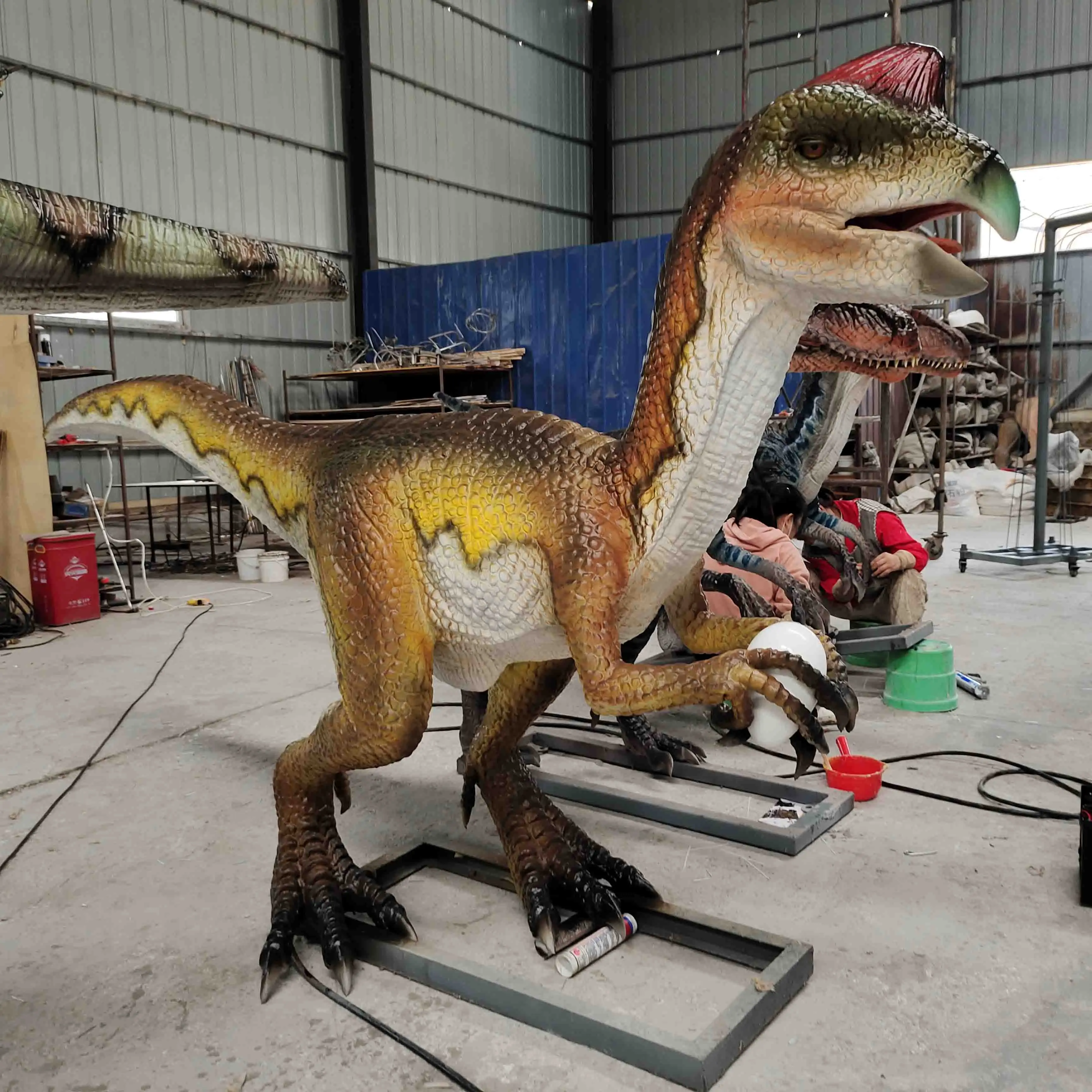 Theme Park Artificial Dinosaurus Animatronics Model Life Size Animatronic Dinosaur Oviraptor ...