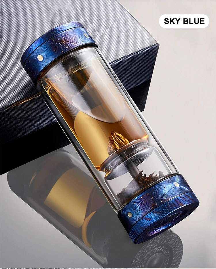 Outdoor Cycling 12 Oz 360 Ml Capacity Pure Titanium Borosilicate Glass ...