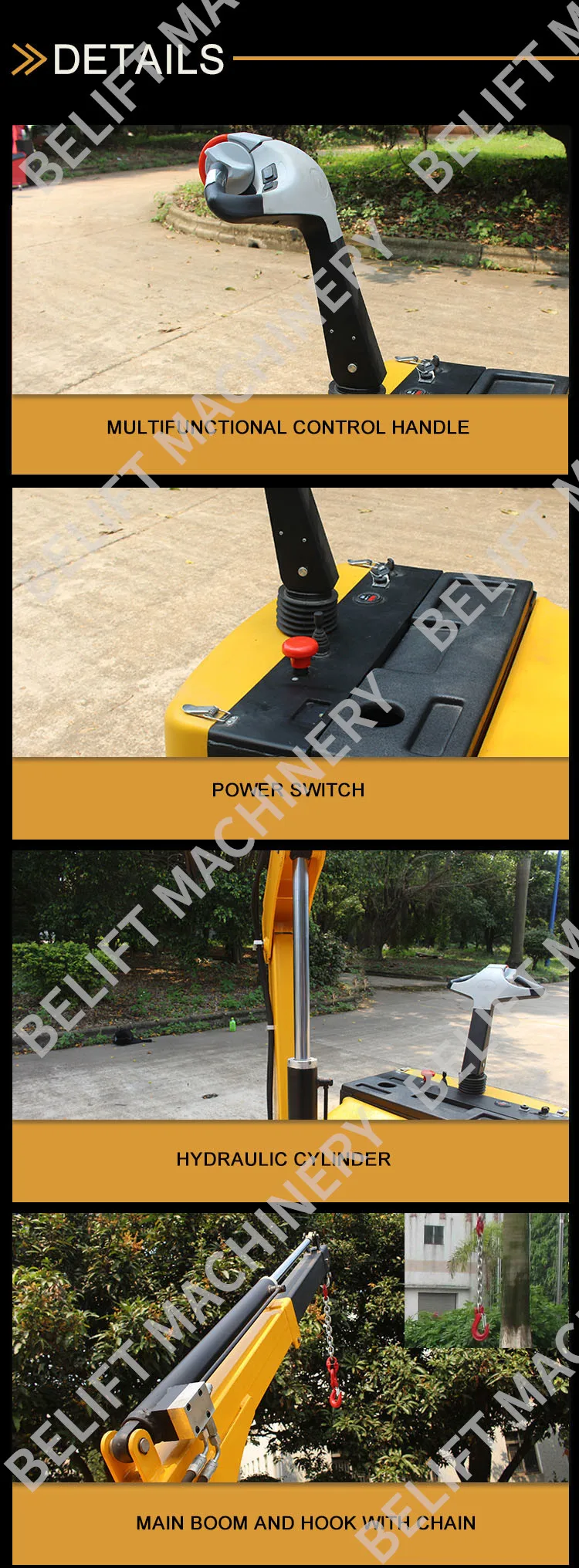Electric Hydraulic Telescopic Arm Floor Crane - 1 Year Warranty