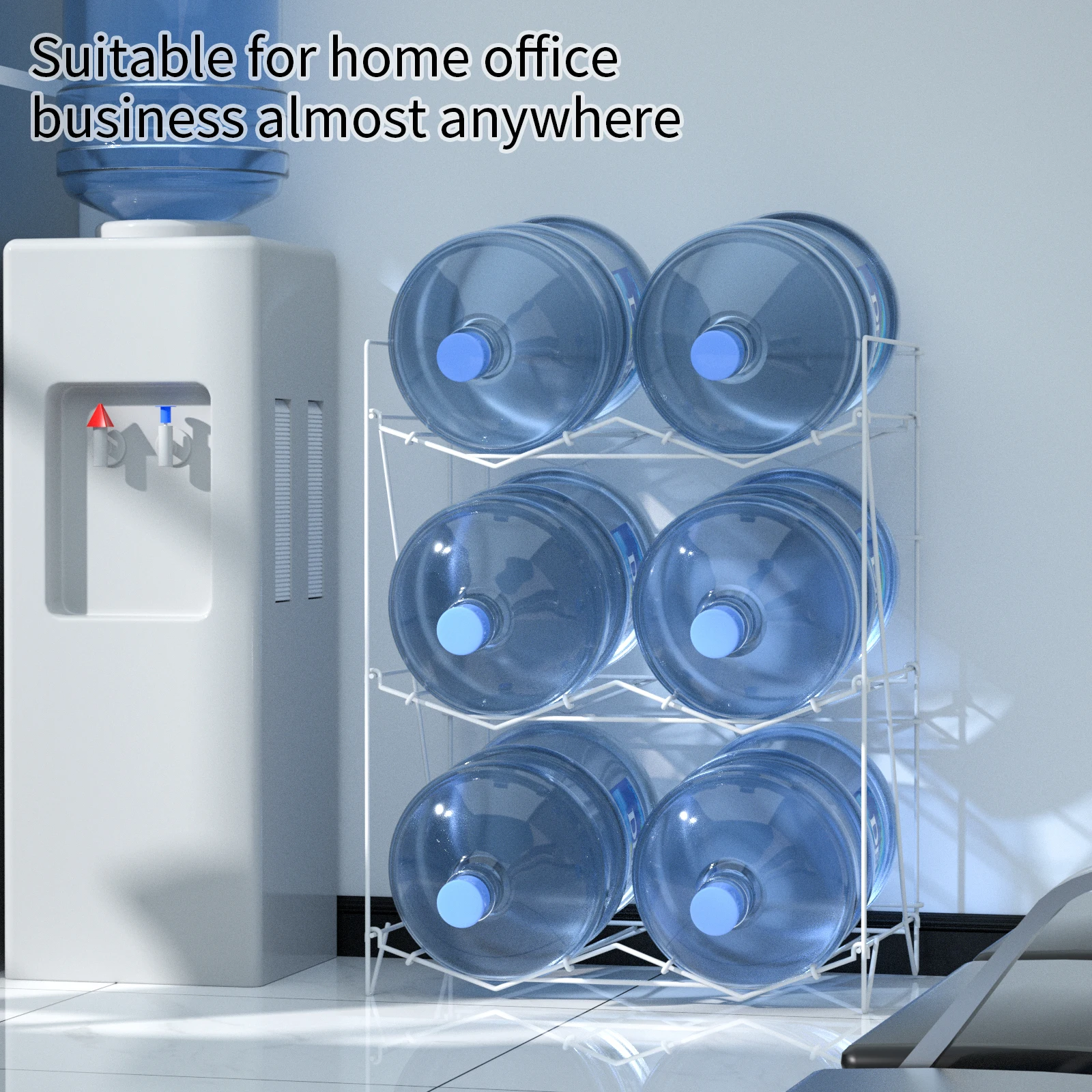 White Metal Wire 3 Tier Stackable 5 Gallon Water Bottle Storage ...