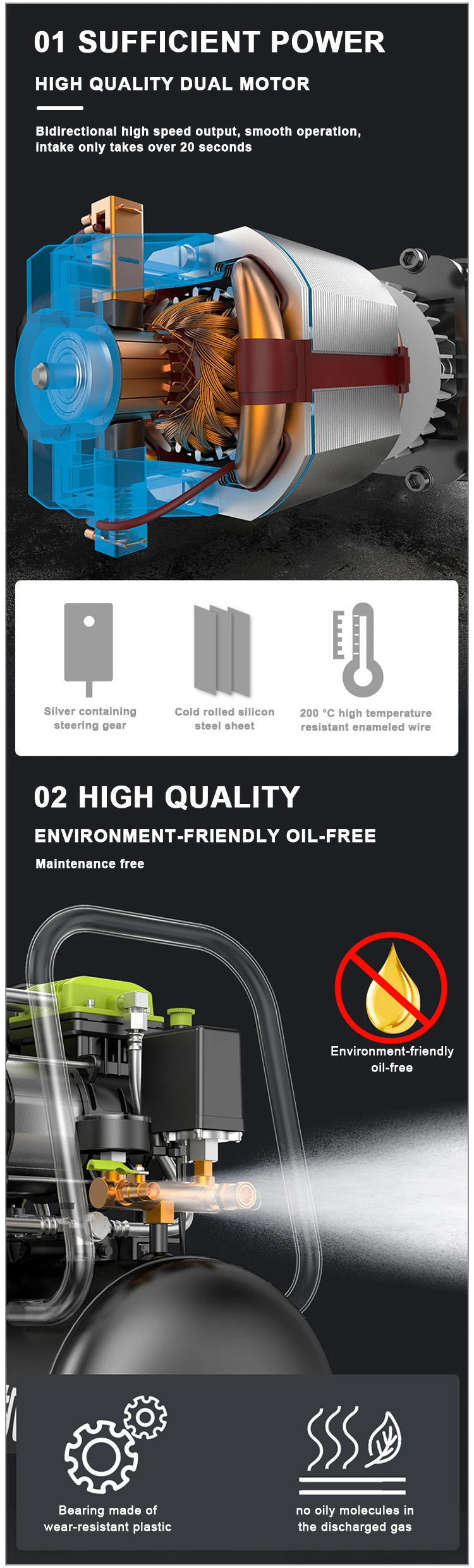 Industrial High Pressure Piston Air Compressor Machine 220V Mini Mobile ...
