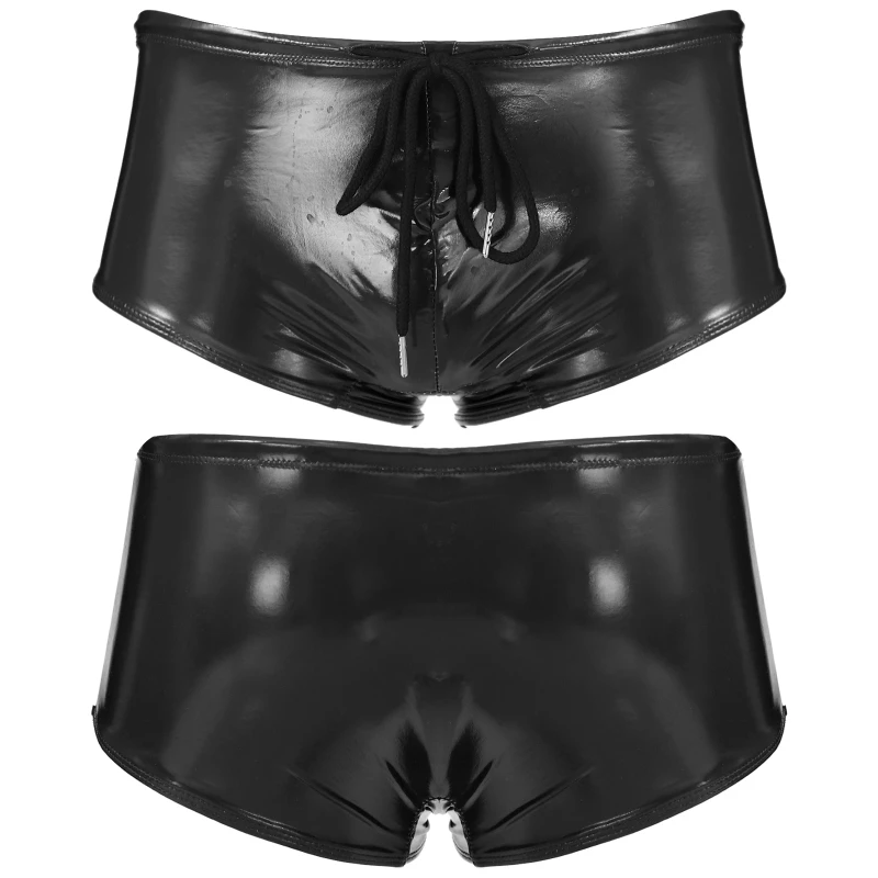 Mens Patent Leather Swimming Trunks - Quick Dry & Eco-friendly