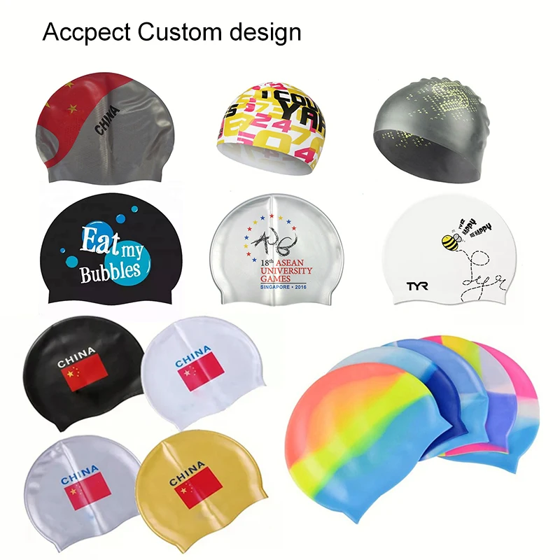 Custom Made Swimming Hat Waterproof Eco-friendly Comfortable Silicone ...