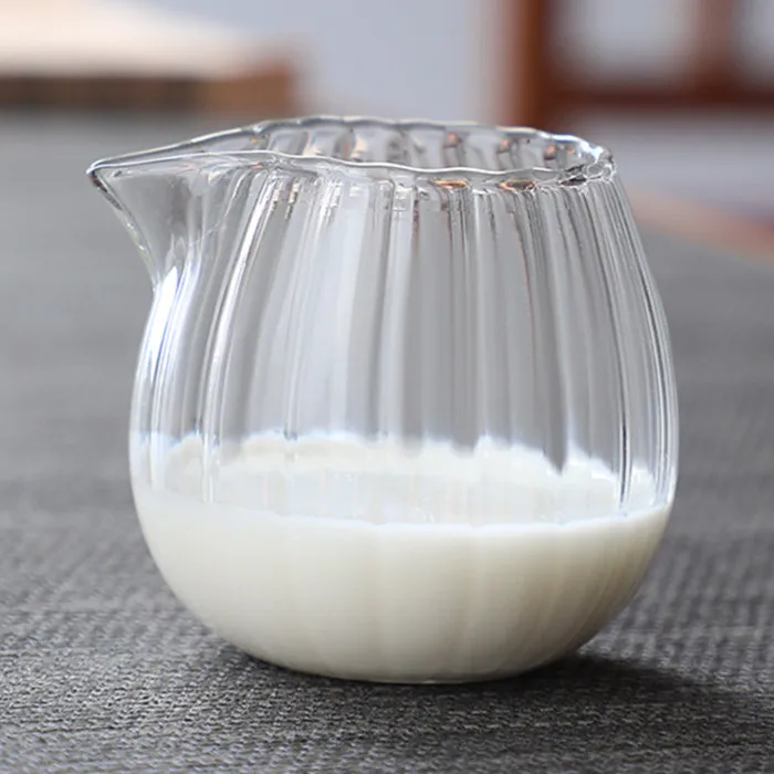 100ml Stripe Design Borosilicate Glass Milk Cup Milk Dispenser For ...