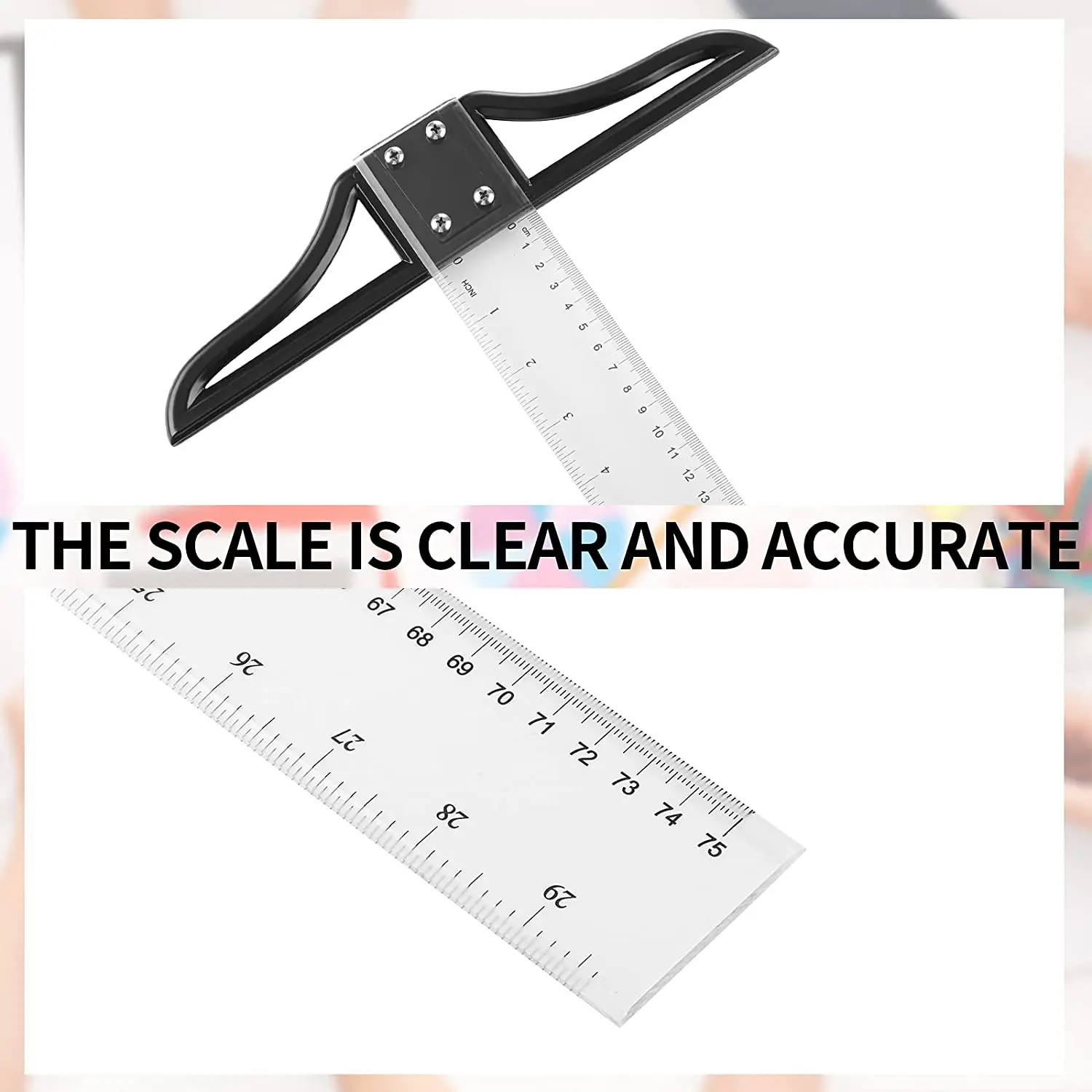 Bview 80cm Transparent Acrylic T-Square Ruler - Precision Measuring ...