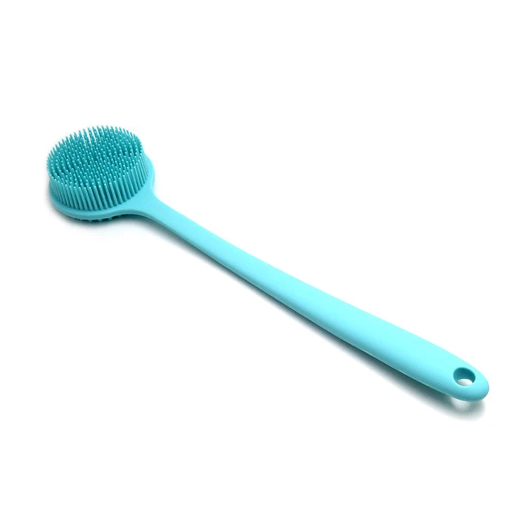 Long Stick Handle Silicone Body Scrubber Double Sided Message Back Bath ...