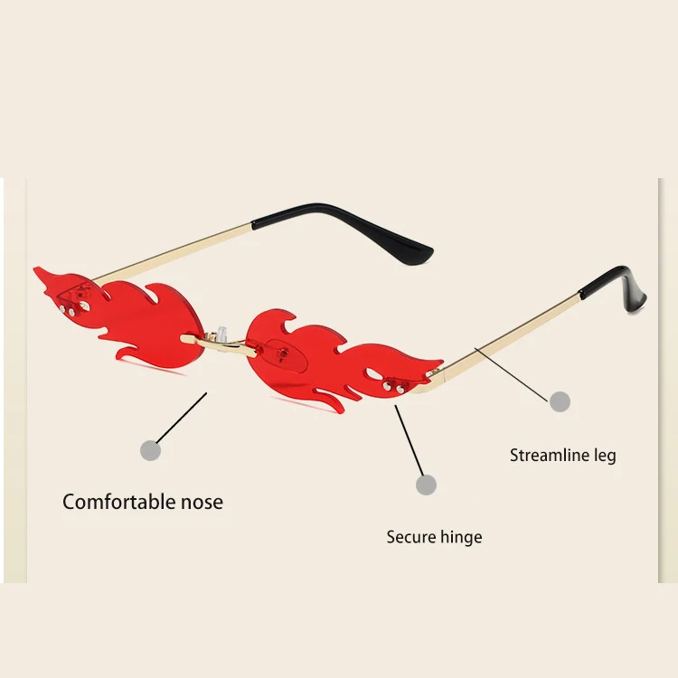 Fire Funny Party Glasses Festival Ball Eyeglasses Metal Fashion Rimless ...