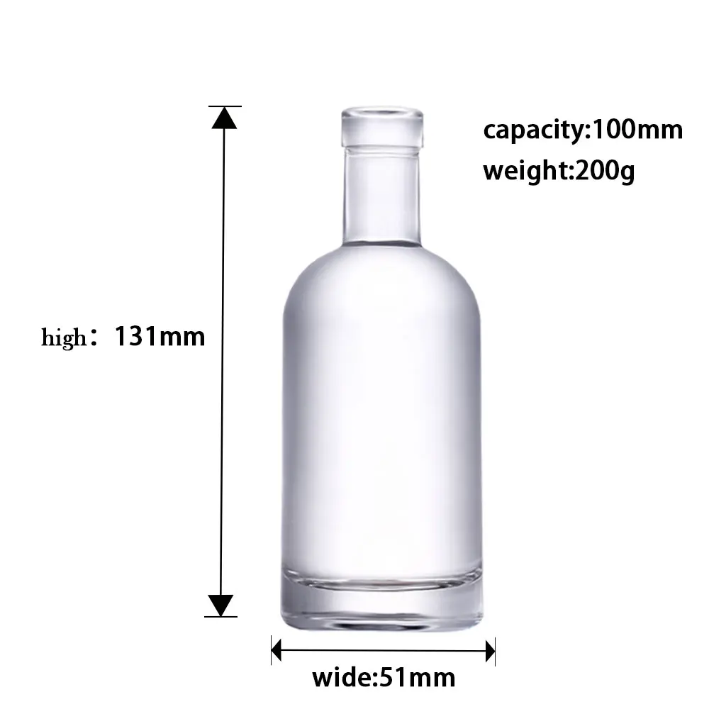 Reusable 375ml 500ml 750ml 1000ml Transparent Round Empty Flint Glass ...
