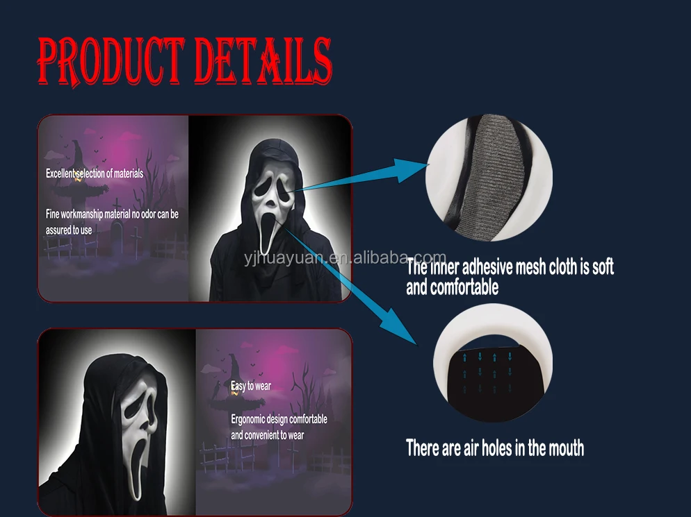 Halloween Scary Burst Ghost Face Male Monster Clown Mask Popular Party ...