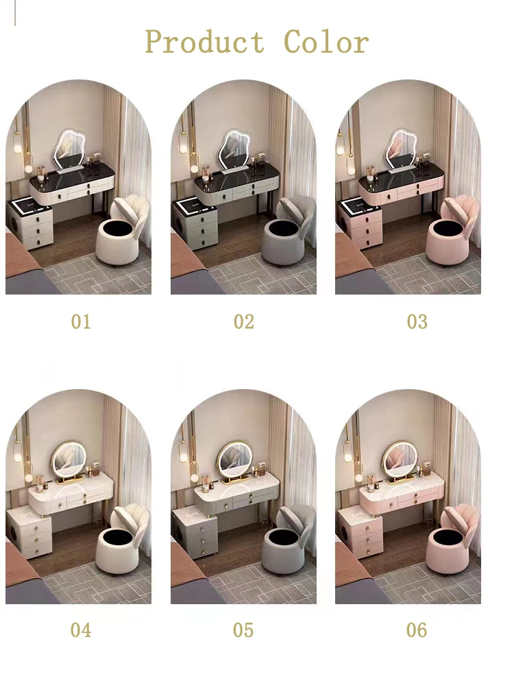 Modern Grey Dressing Table with Lighted Mirror & Stool | MDF Makeup ...