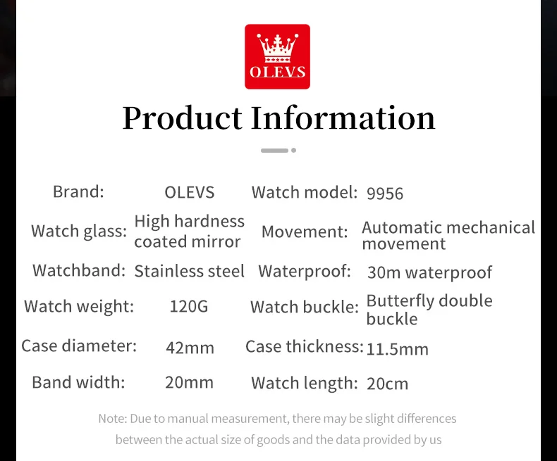 OLEVS 9956 - Fully Automatic Watch with Complete Calendar