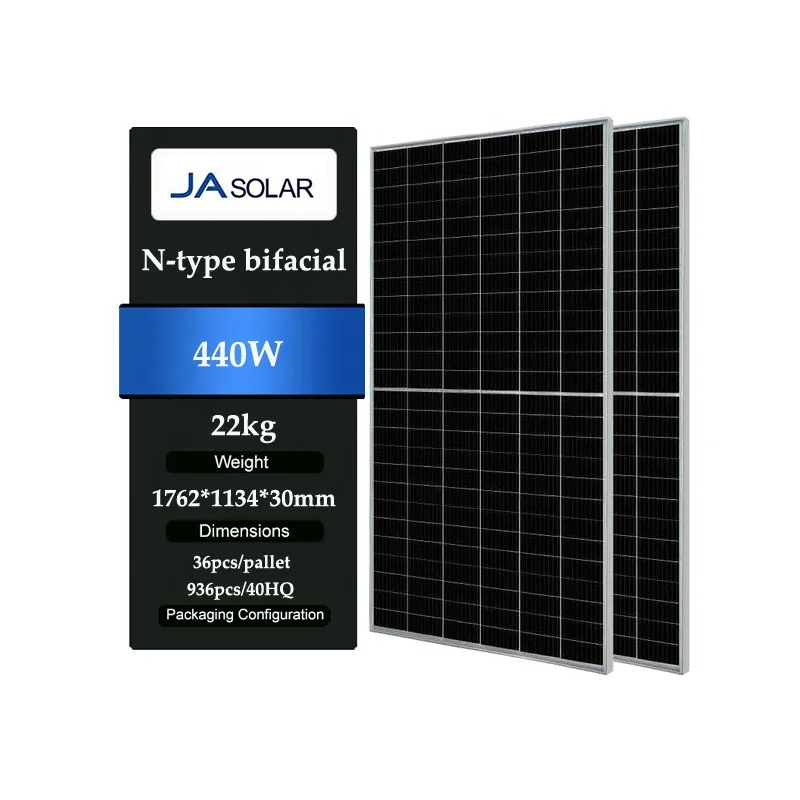JA Solar Mono Half Cell Bifacial Solar Panel 430W 435W 440W 445W 450W 455W Double Glass ...