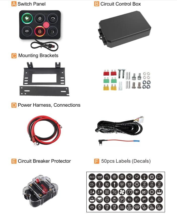 RGB Waterproof IP68 Universal Circuit Control System Relay Box 6 Gang ...