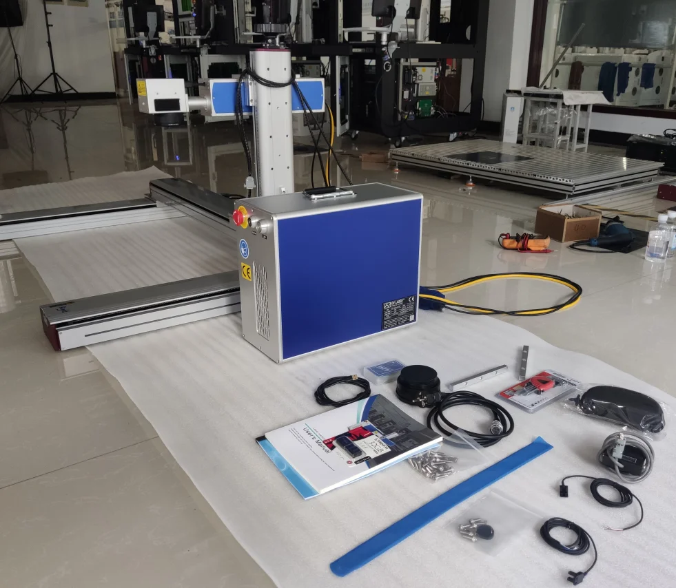Mopa Jpt 100w Fiber Laser Xy Moving Table For Big Size Nameplate Laser ...