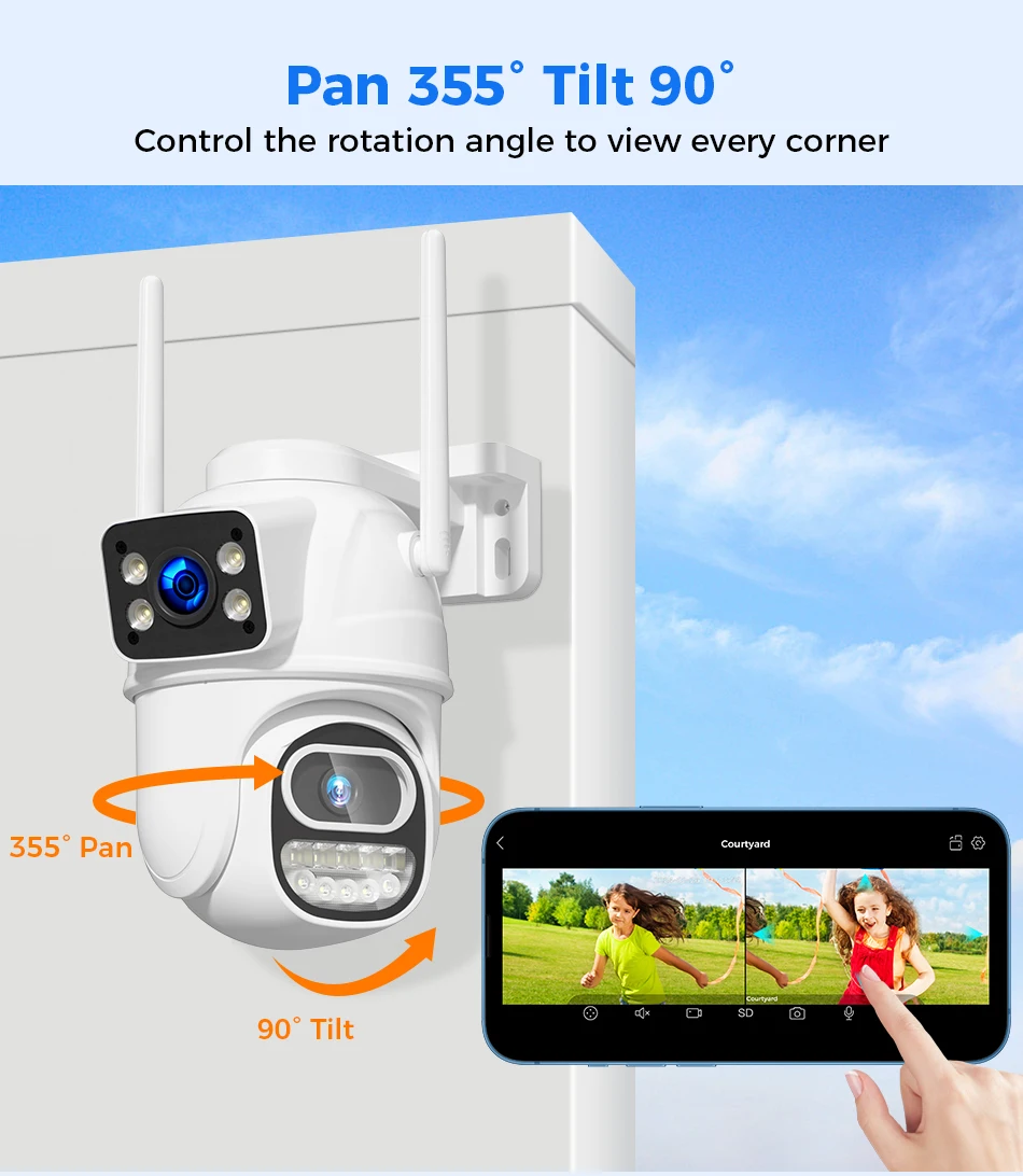 Dual Lens Dome Cctv Camera Icsee App Mini Outdoor Wifi Cctv Camera ...