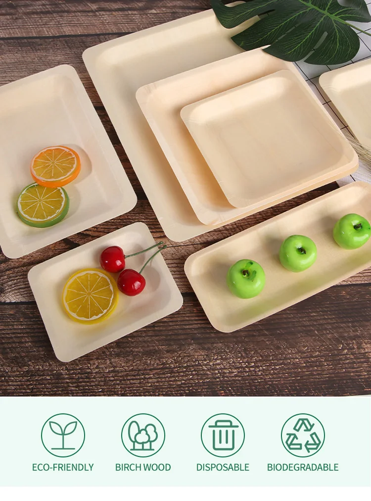 Compostable Disposable Dinnerware Set Custom Logo Wood Dish Plates ...