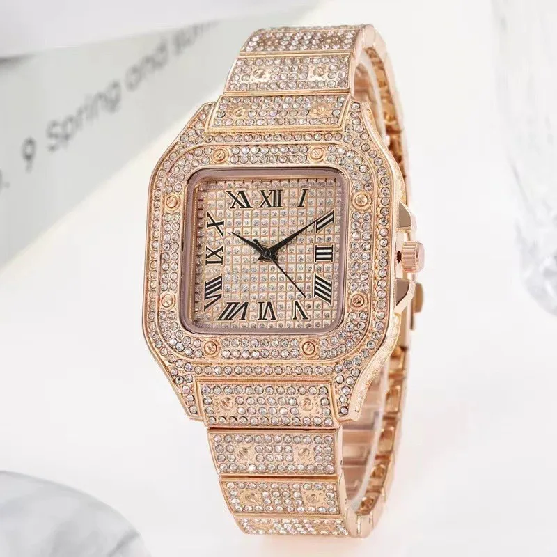 Oversize Square Dial Full Diamond Watches - Luxury & Style