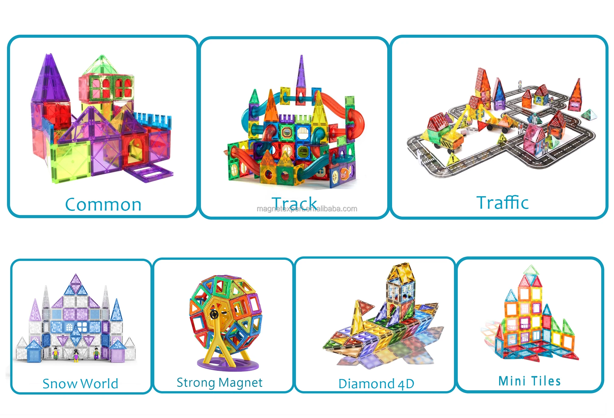 Kids DIY Quality ABS Magnetic Building Blocks Sets Strong Magnets ...