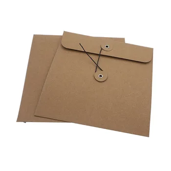 Custom Office Kraft Paper File Folder Envelope With Button And String Document Organizer File ...