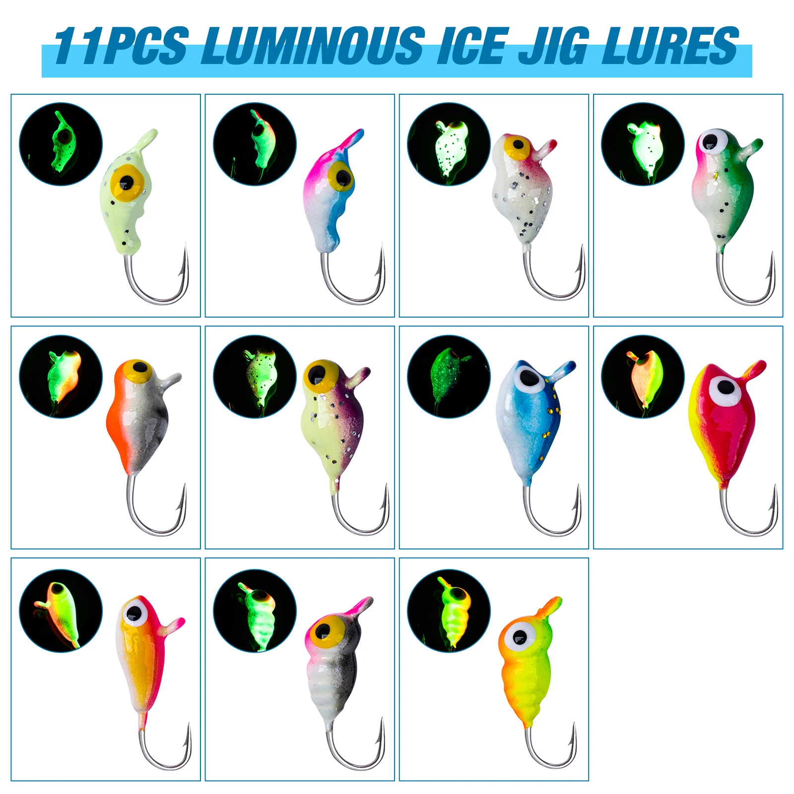 Wholesale Winter Ice Fishing Lure Set - Glow Lead Head Ice Jigs