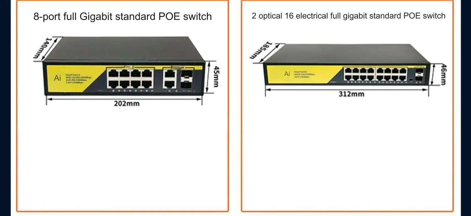 10 Ports Lightning Protection Standard Poe Power Supply Switch Gigabit ...