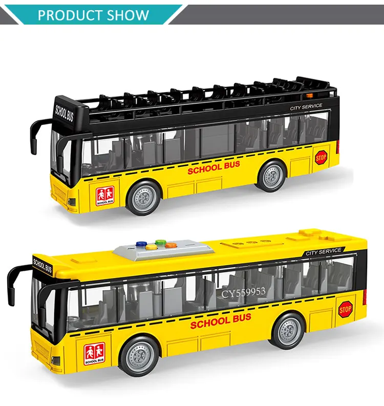 Wholesale 1/16 Double Decker Bus Toy School Bus Toy Friction Powered ...