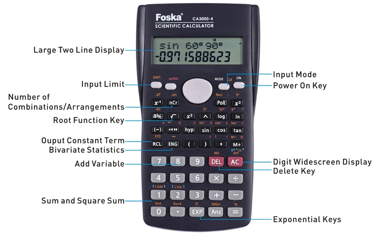 10+2 Digit 2-Line Display 240 Function Scientific Calculator