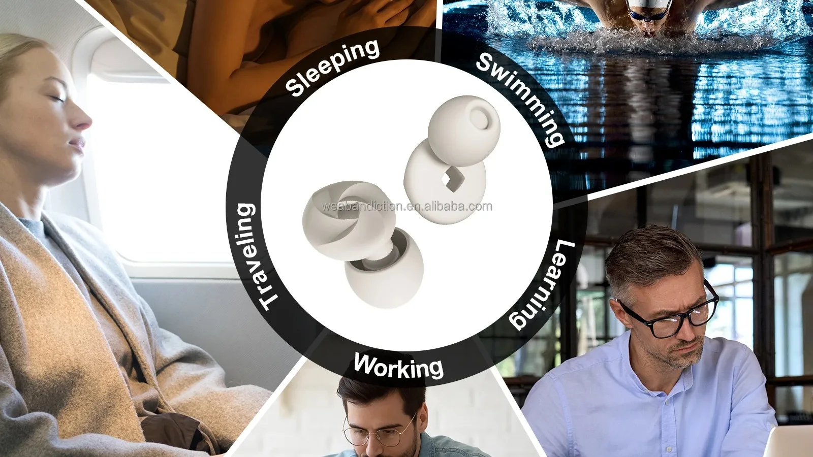 4 Sizes Soundproof Soft Reusable Hearing Protection Earplugs For ...