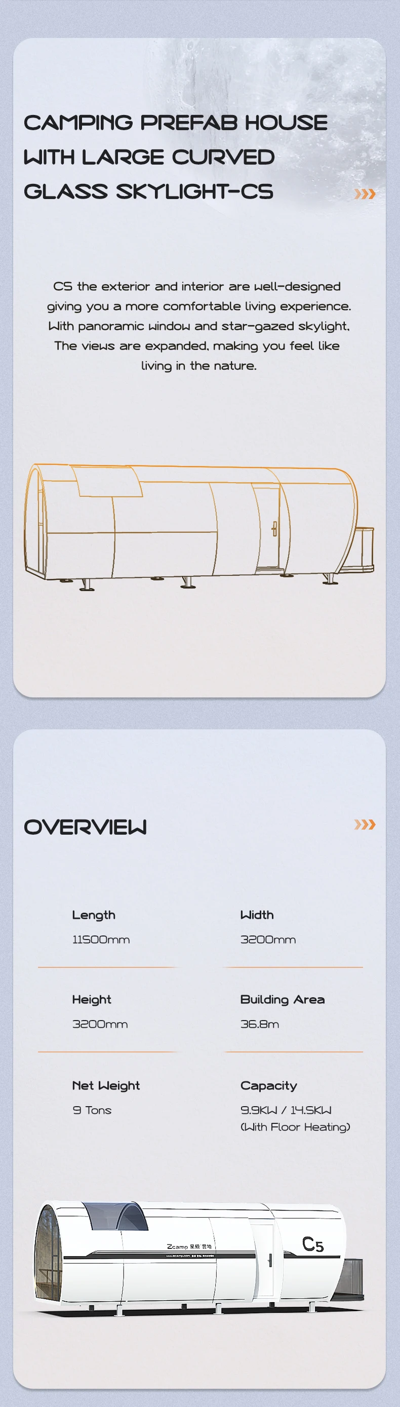 Zcamp C5 Camping Space Capsule Mobile Modular Prefabricated House Wind ...