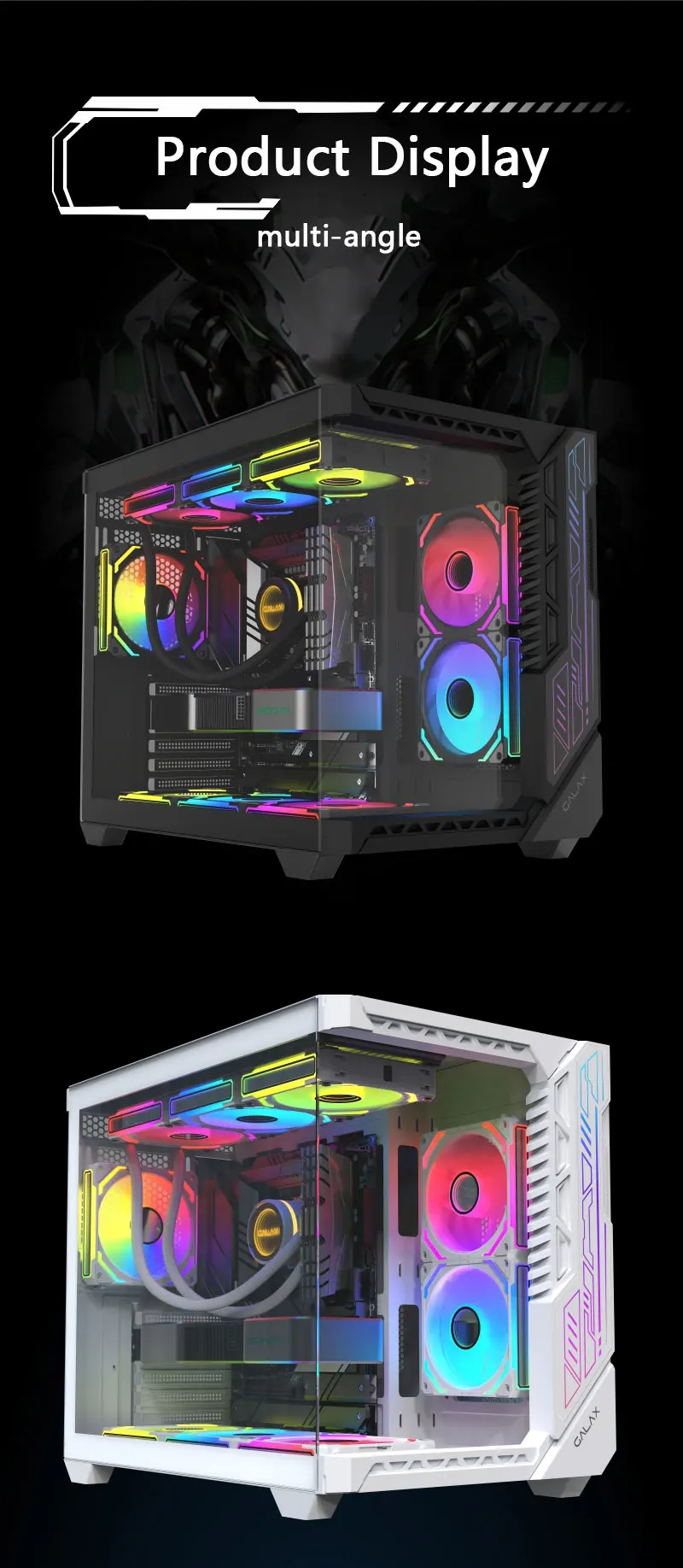 Esports Computer Case with ARGB Light Effects & Tempered Glass