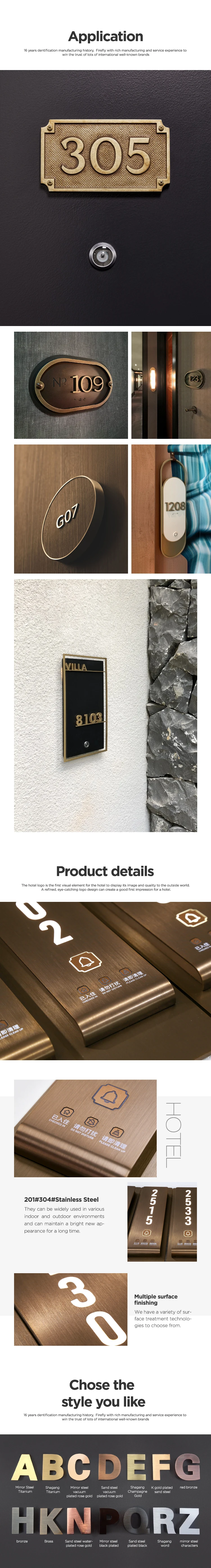 Business Wayfinding Signage Hotel Door Numbers Sign Plate Metal Light ...