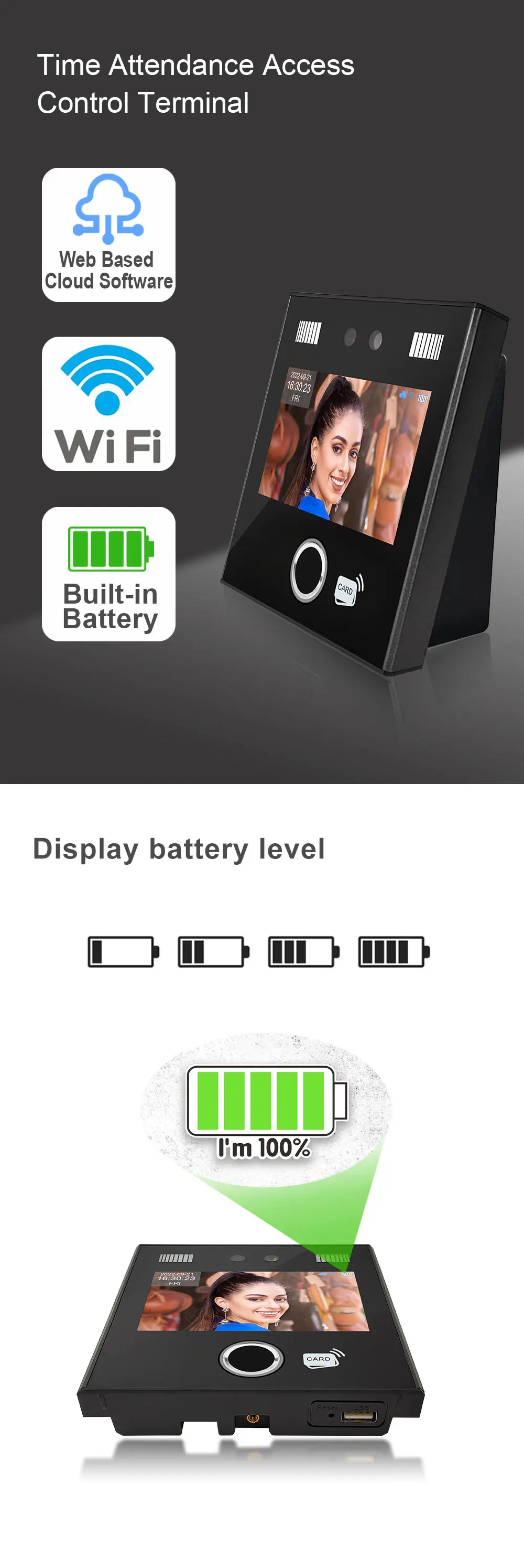 AIFace11F Biometric Access Control System: AI Face Recognition, RFID ...